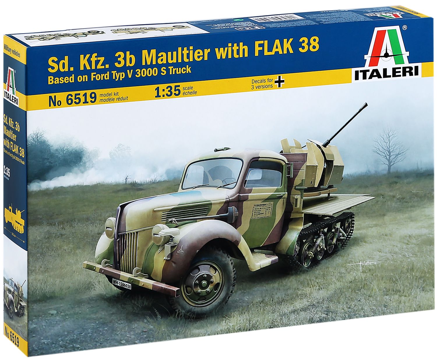 Самоходно оръдие - Sd.Kfz. 3b Maultier with FLAK 38 - макет - store.bg
